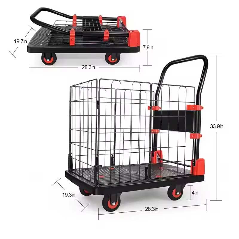 Foldable Push Cart Warehouse Trolley Folding Hand Truck Cage Cart ...