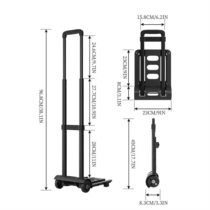 2 Wheels Shopping Foldable Hand Trolley Travel Luggage Shopping Cart ...