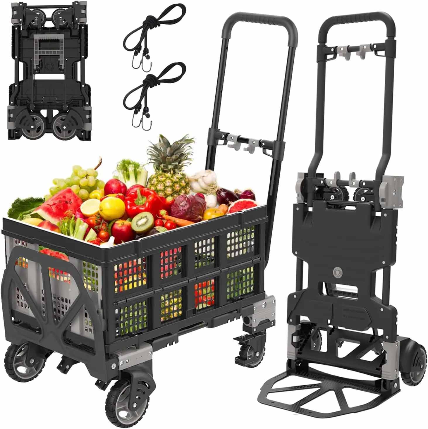 2 In 1 Hand Truck Portable Cart With Basket, Foldable Trolley- SHANDONG ...